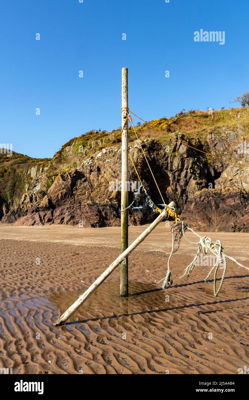 Steaks and ropes from the salmon traps on Sandyhills beach. Sandyhills ...