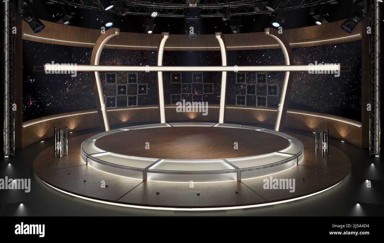 Virtual TV Studio Set. Green screen background. 3d Rendering Virtual ...