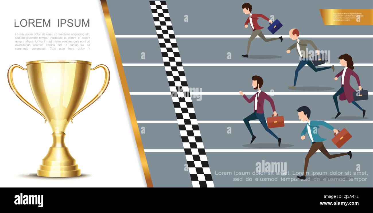 Leadership and success colorful concept with business people running ...