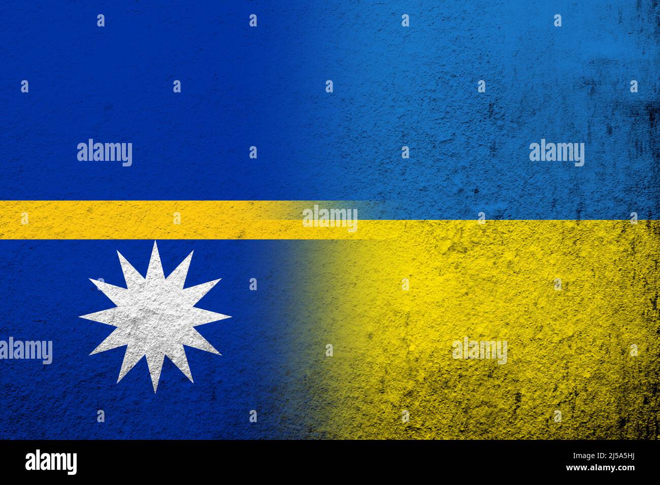 The Republic of Nauru National flag with National flag of Ukraine ...