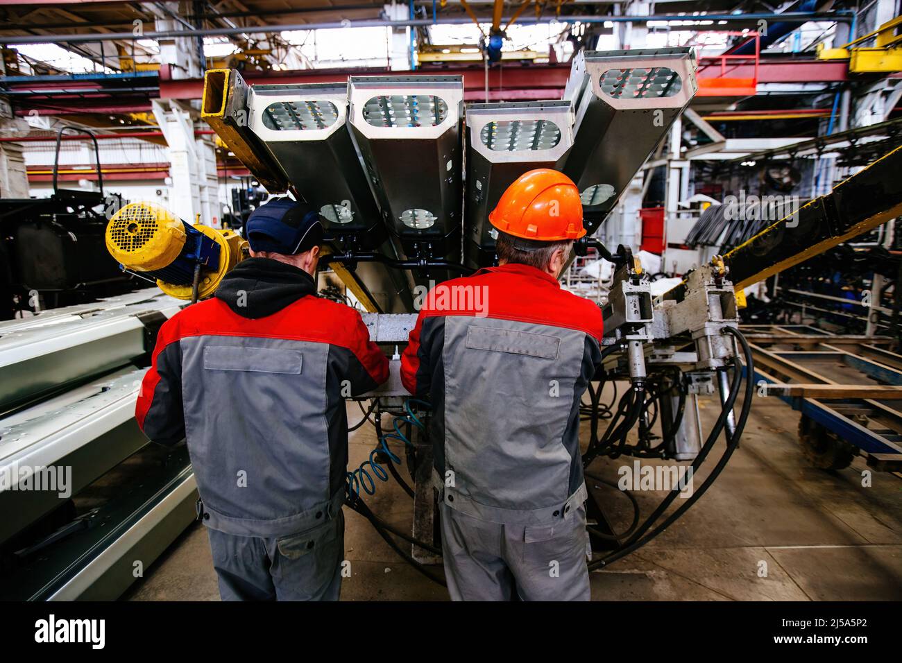 The process of assembling agricultural tractors and harvesters Stock ...