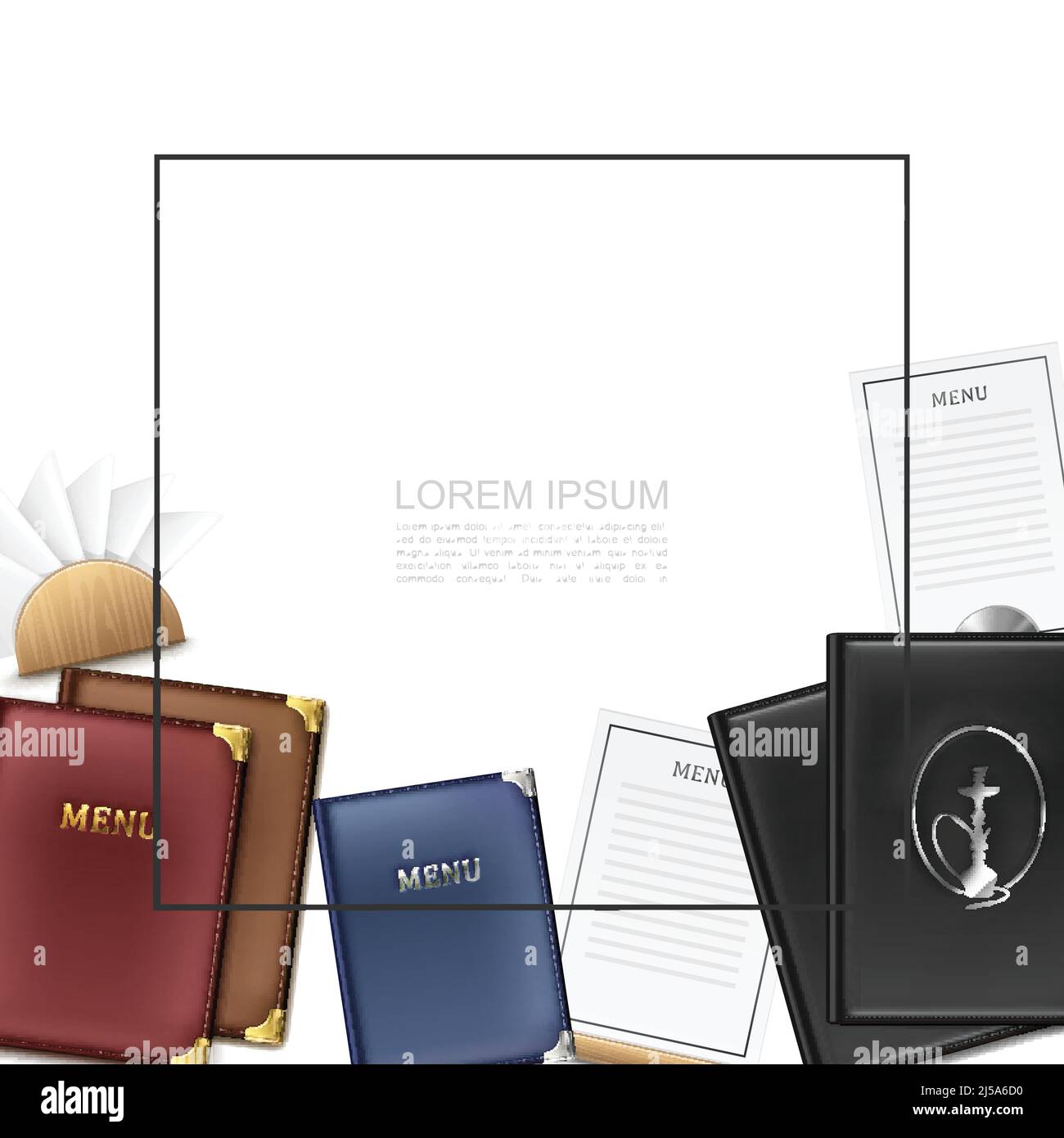 Realistic cafe menu template with frame for text colorful menu cards ...