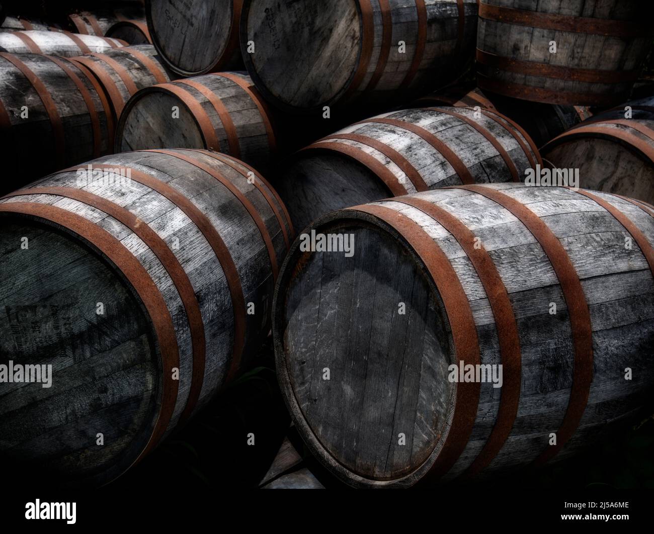 Whiskey Barrels abstract background Stock Photo - Alamy
