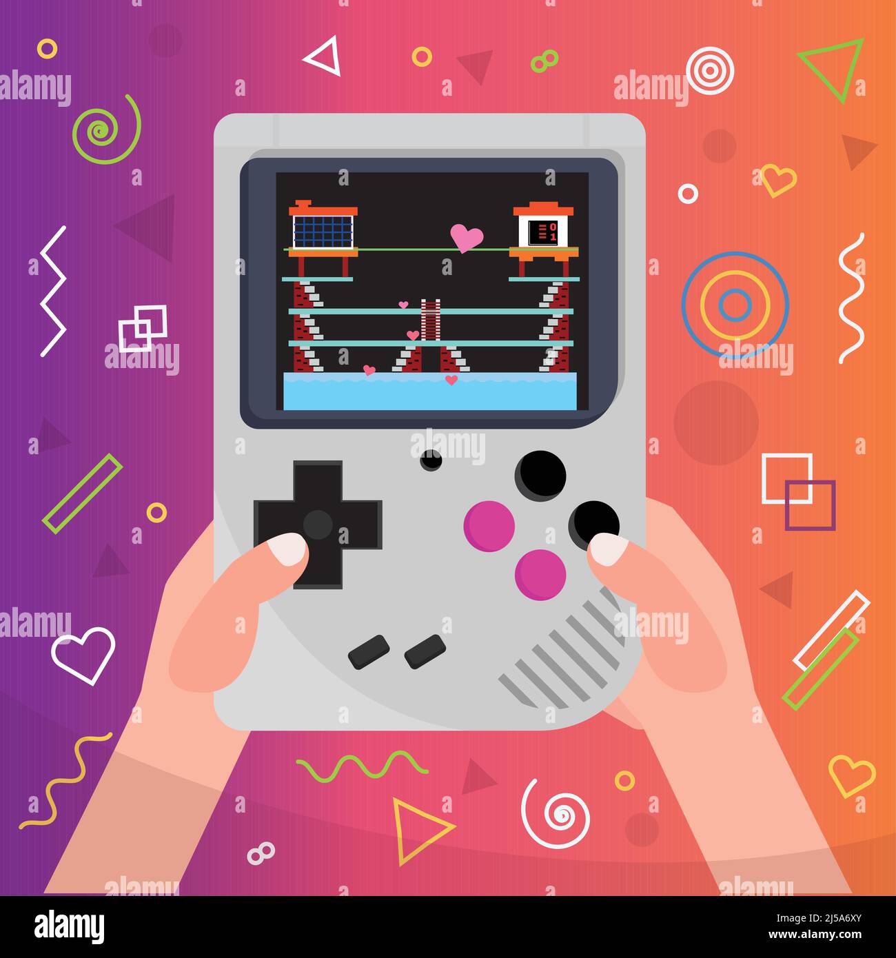 Pair of hands holding a mobile console Videogame Vector Stock Vector ...