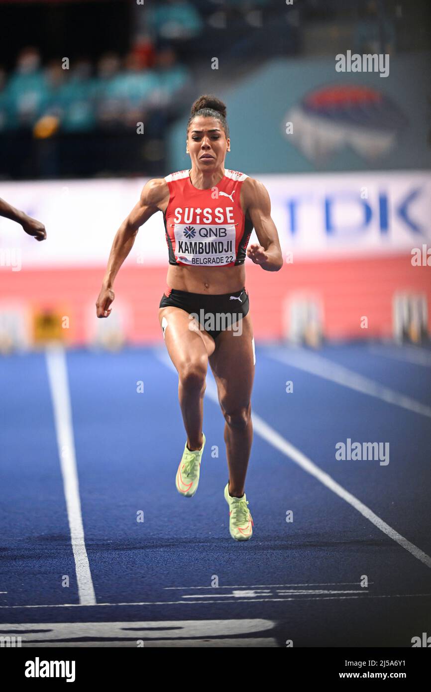 Mujinga Kambundji participating in the Belgrade 2022 World Indoor ...