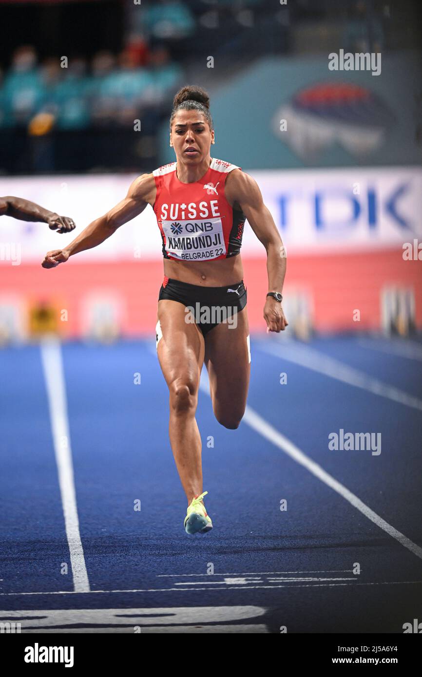 Mujinga Kambundji participating in the Belgrade 2022 World Indoor ...