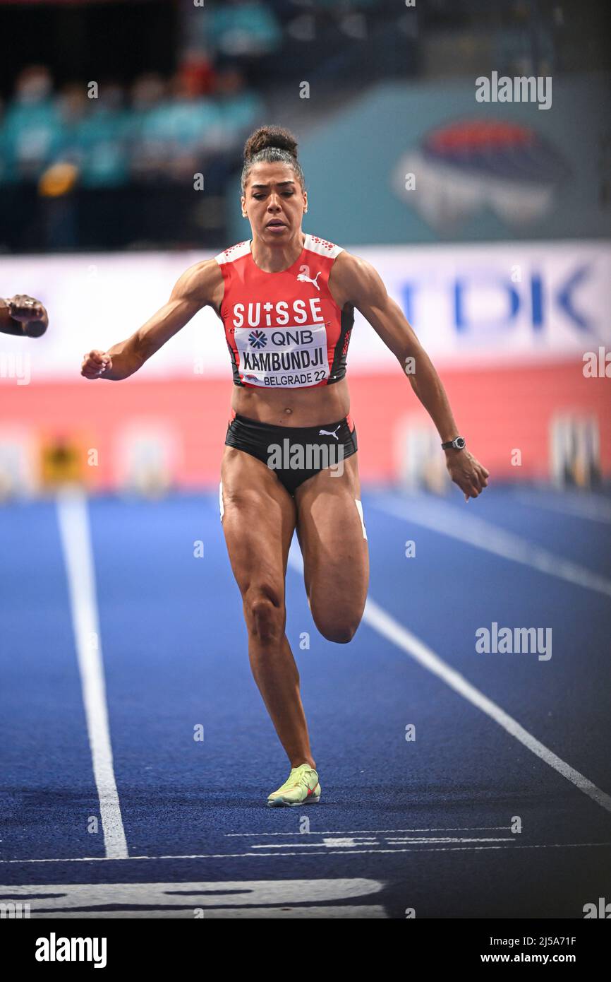 Mujinga Kambundji participating in the Belgrade 2022 World Indoor ...