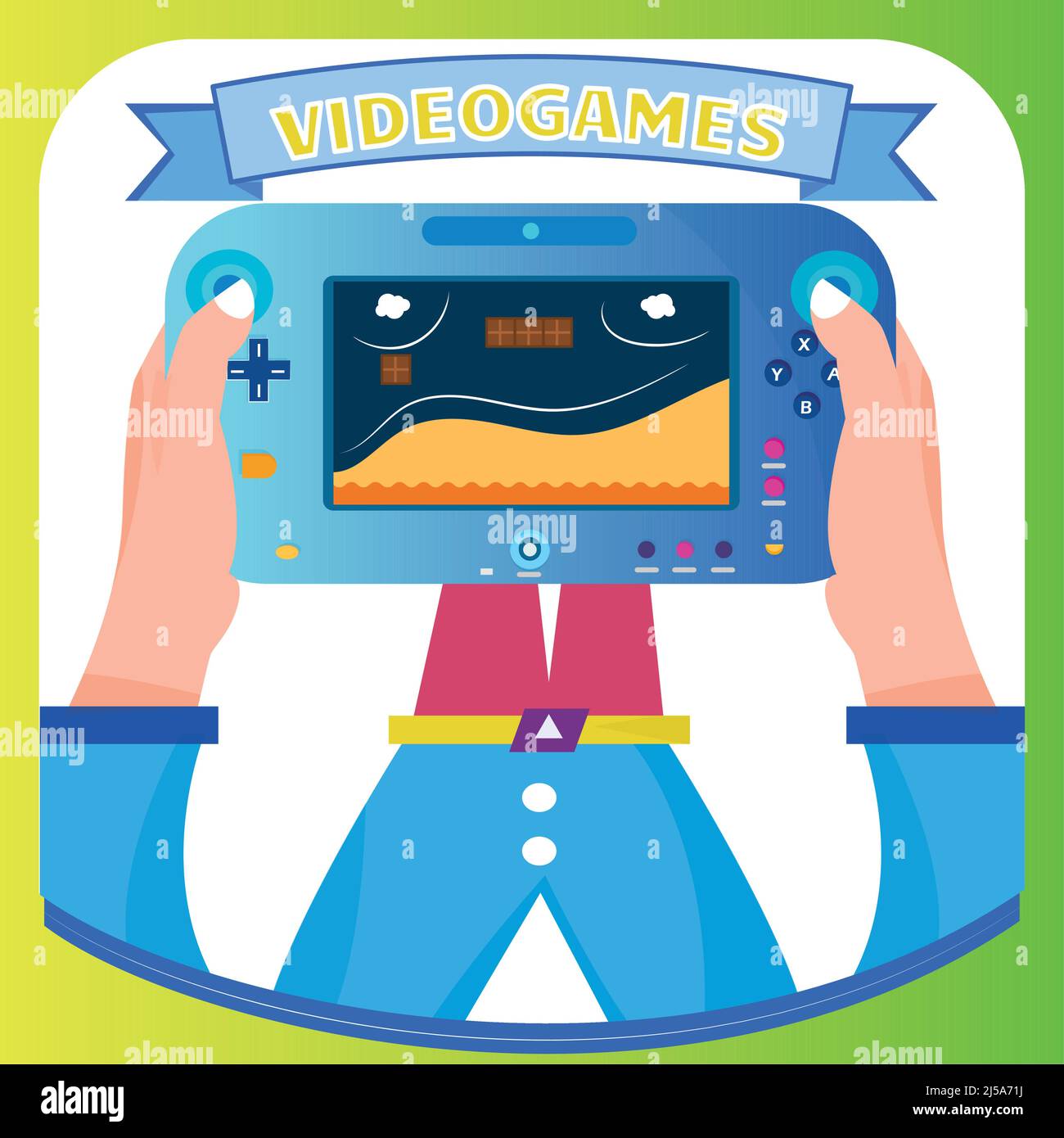 Pair of hands holding a joystick while playing videogames Vector Stock ...