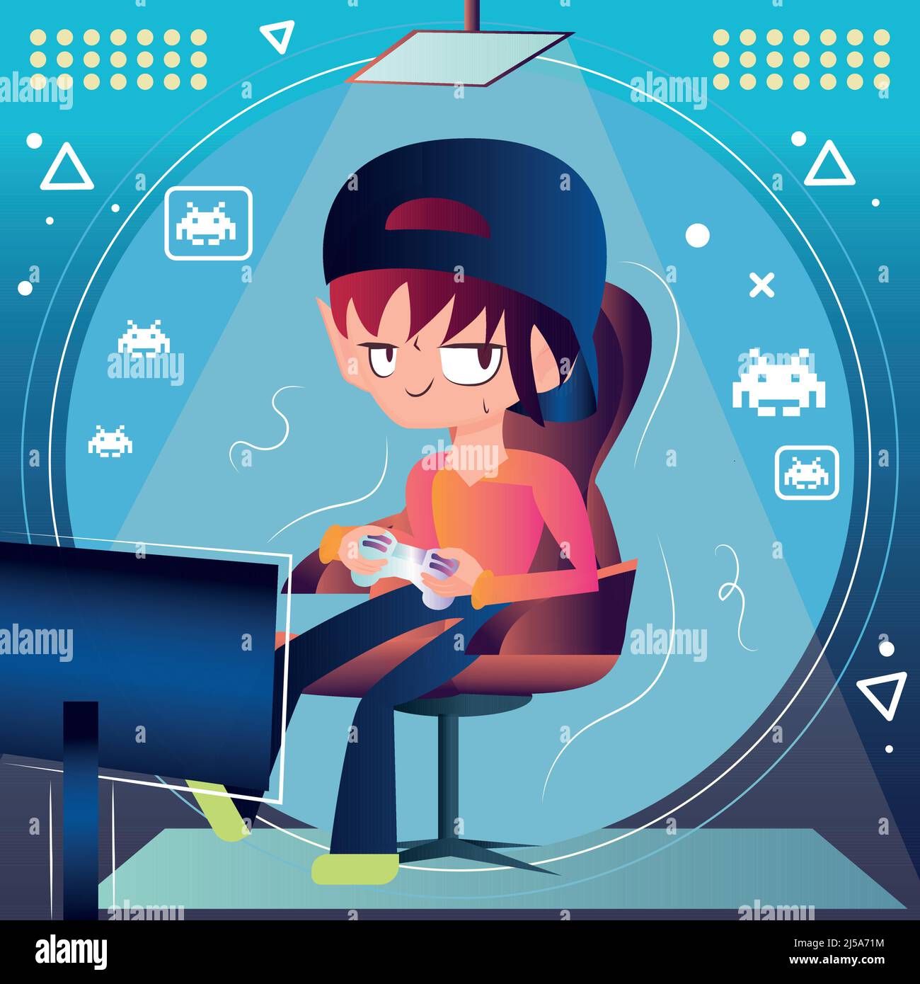 Gaming happiness Stock Vector Images - Alamy