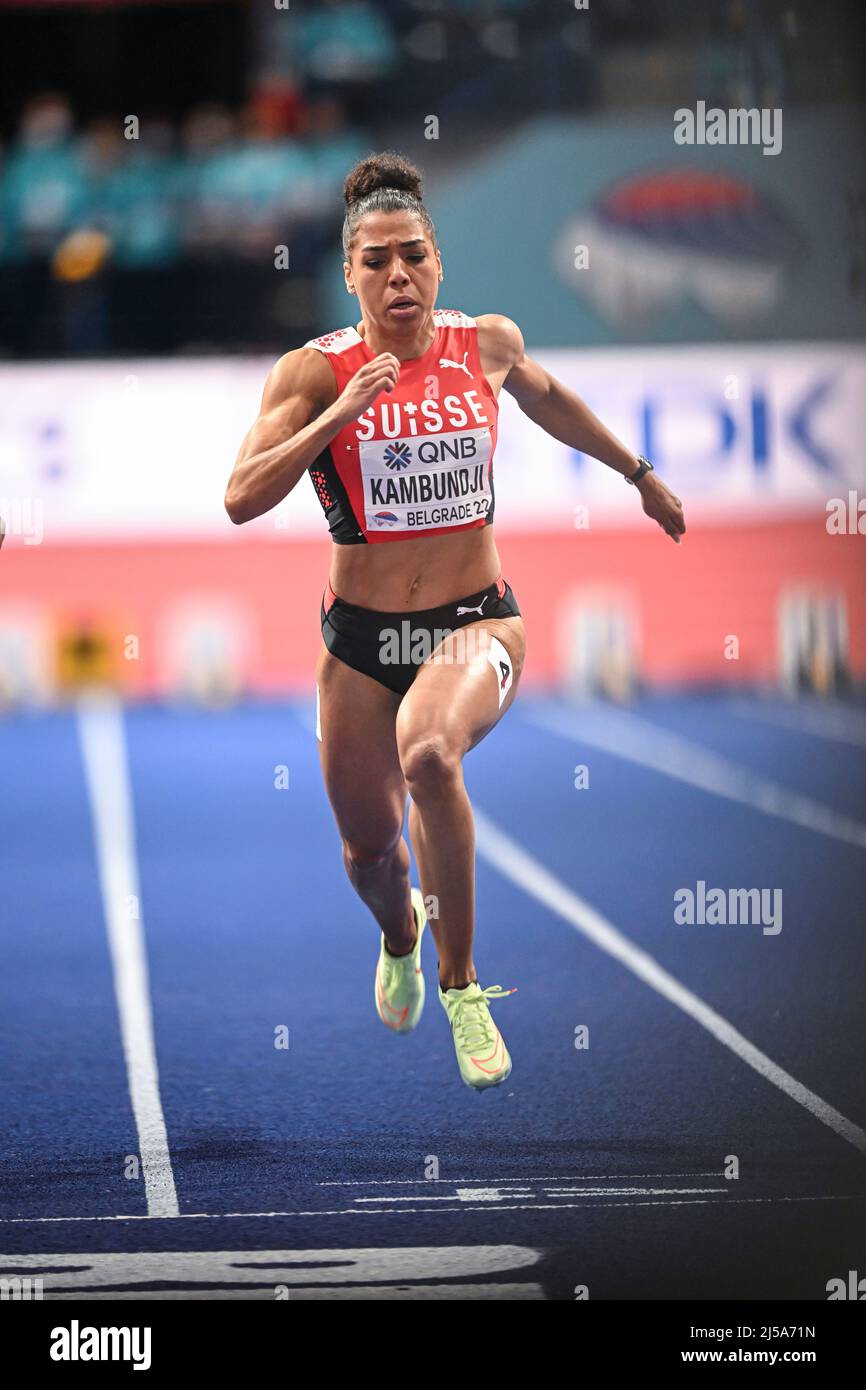 Mujinga Kambundji participating in the Belgrade 2022 World Indoor ...