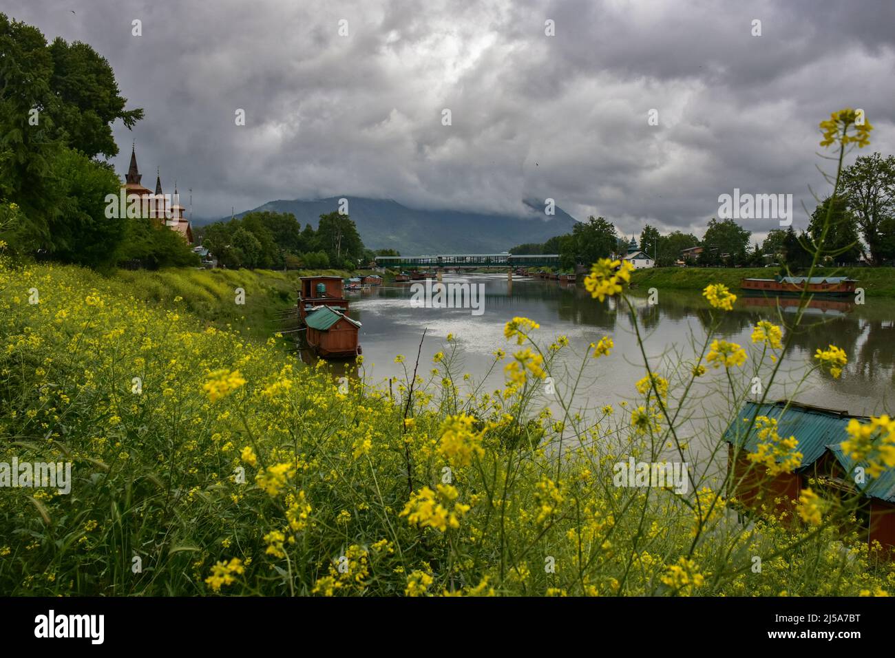 A picturesque view of river Jehlum on a cloudy day. The weather ...