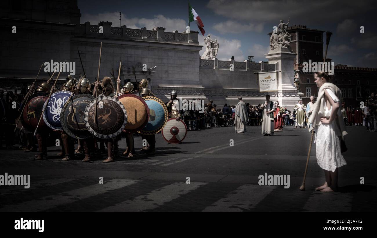 Greek soldiers portrait in a historical reenactment in april. People ...