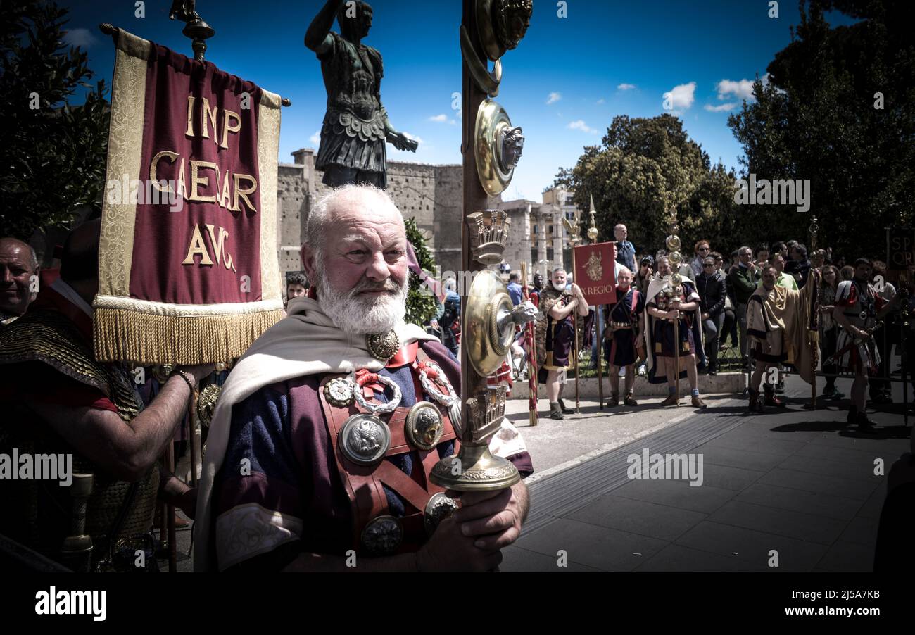 Roman soldiers portrait in a historical reenactment in april. People ...