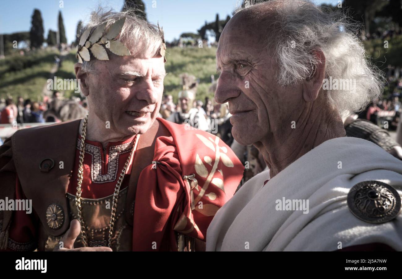 Roman emperor portrait toga in a historical reenactment in april ...
