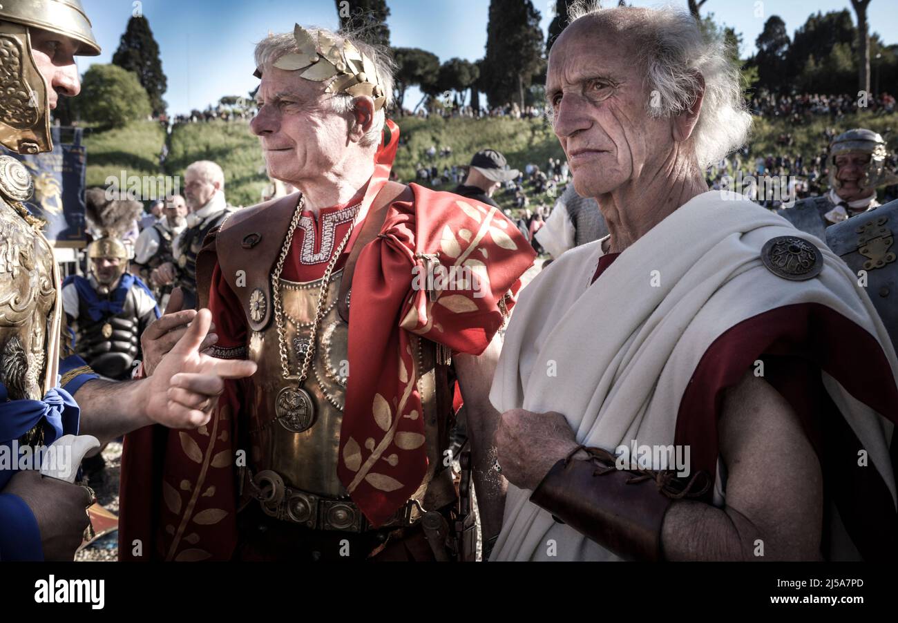 Roman emperor portrait toga in a historical reenactment in april ...