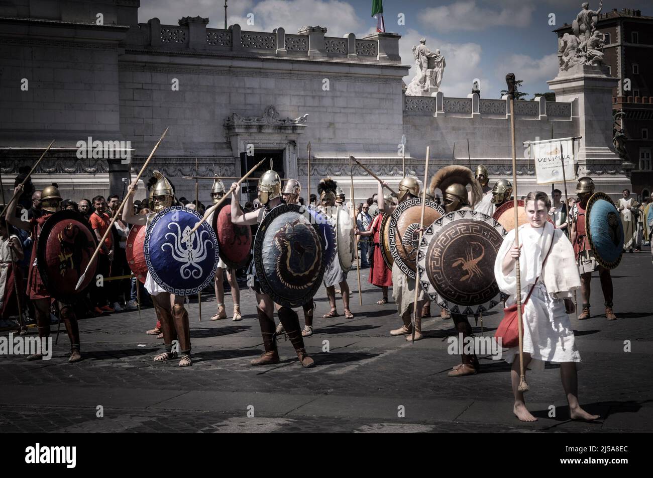 Greek soldiers portrait in a historical reenactment in april. People ...