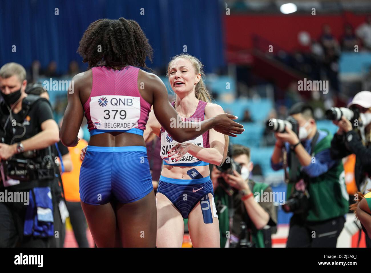 Mikiah Brisco and Marybeth Sant-Price hugging and celebrating their ...