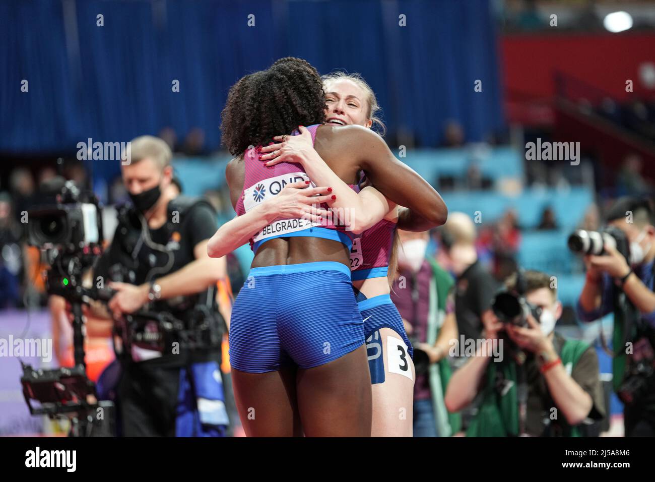 Mikiah Brisco and Marybeth Sant-Price hugging and celebrating their ...