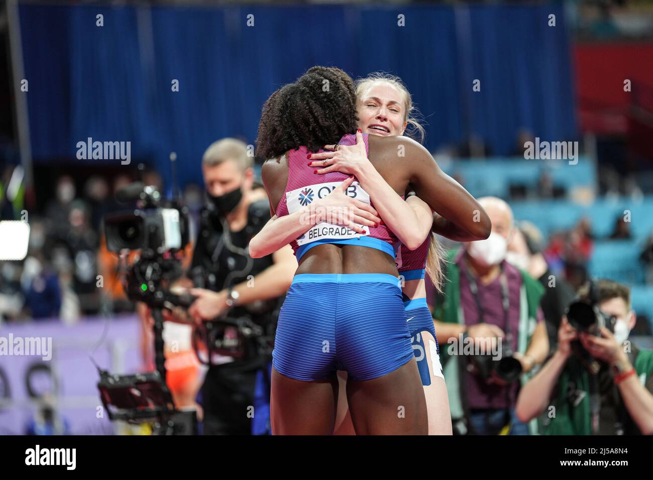Mikiah Brisco and Marybeth Sant-Price hugging and celebrating their ...