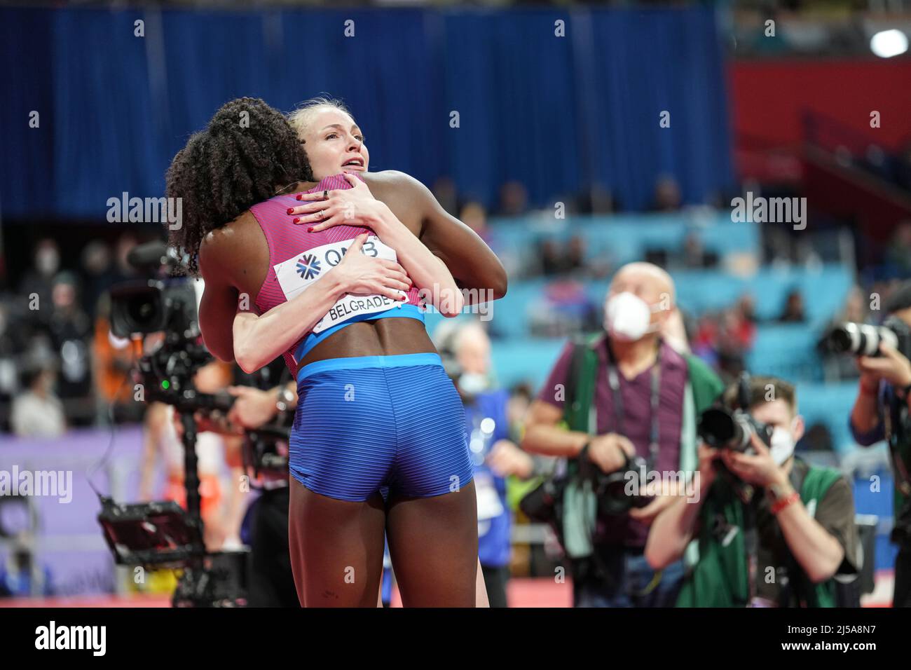Mikiah Brisco and Marybeth Sant-Price hugging and celebrating their ...