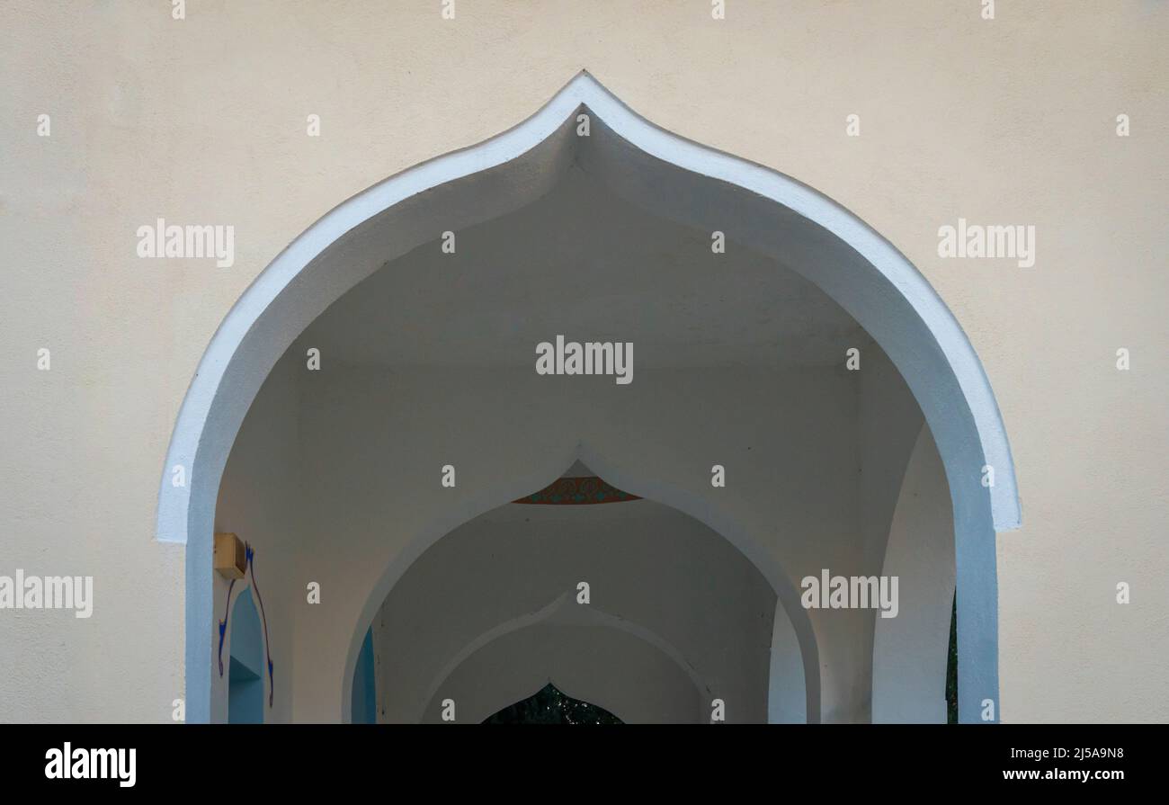 Arches of Osman Pasha mosque in the old town of Trebinje, Bosnia and ...