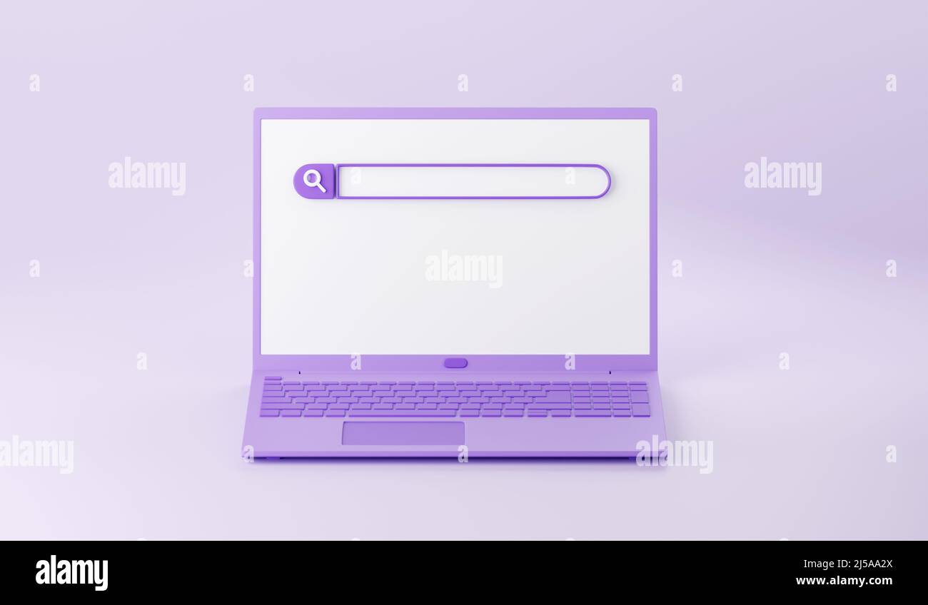Web search bar on laptop screen 3d render - illustration of website ...