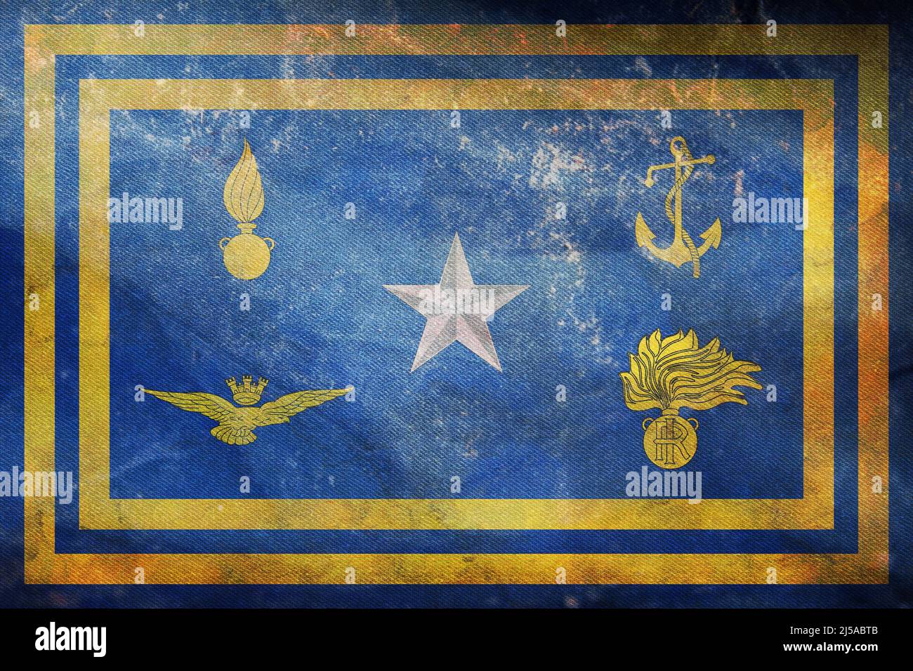 Top view of the Italian Defence minister, Italy retro flag with grunge ...