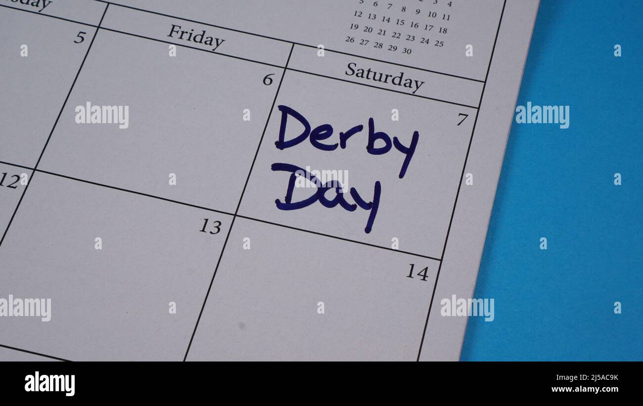Kentucky Derby Day marked on a calendar on Saturday, May 7, 2022 Stock ...