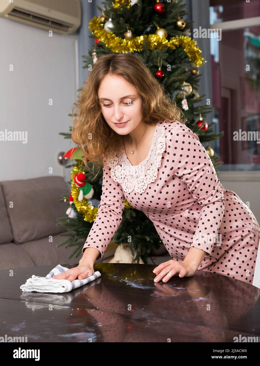 Woman cleaning up christmas hi-res stock photography and images - Alamy