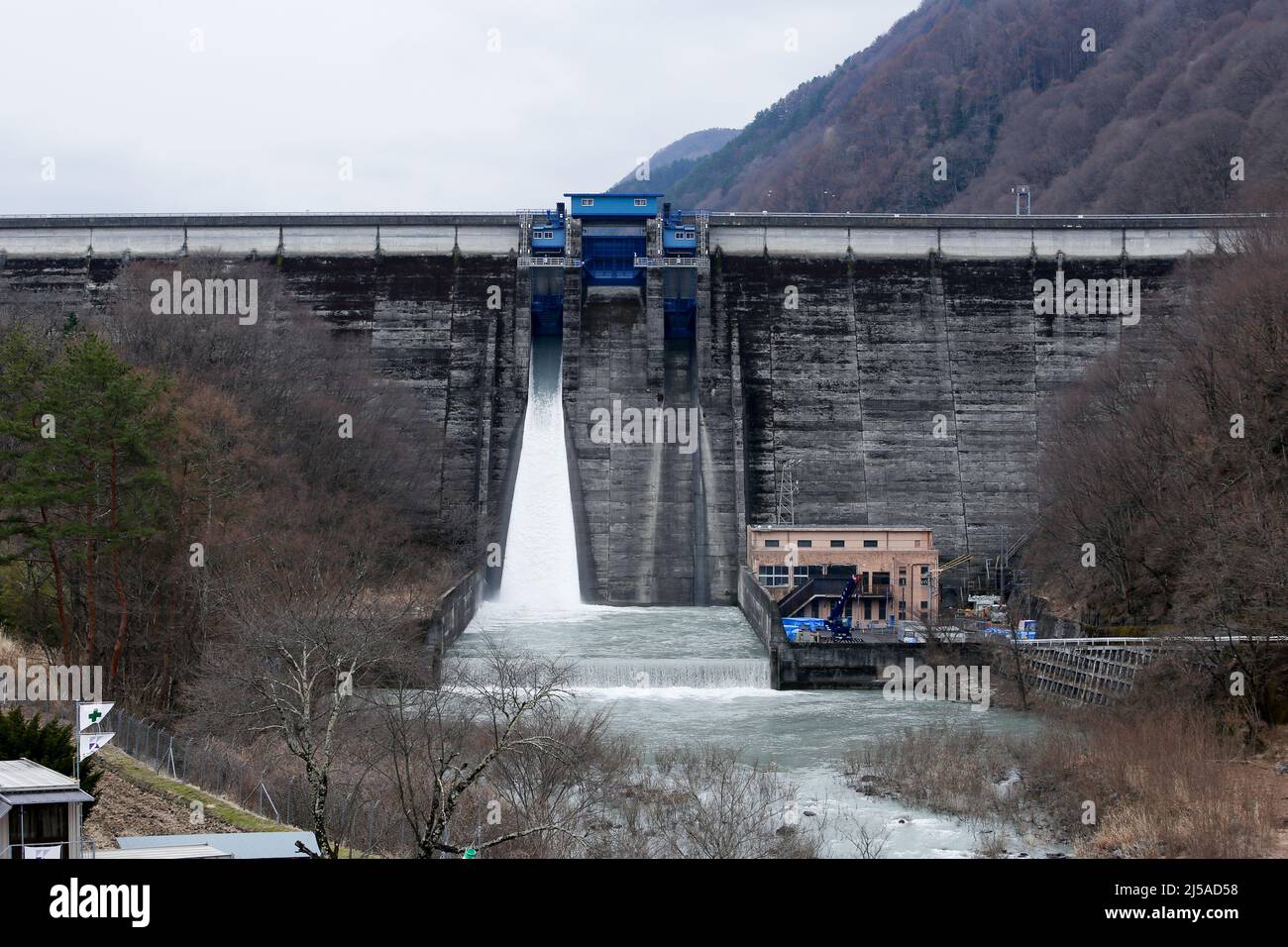 Nagano, Japan, 2022/03/04 , Miwa Dam is a dam in the Nagano Prefecture ...