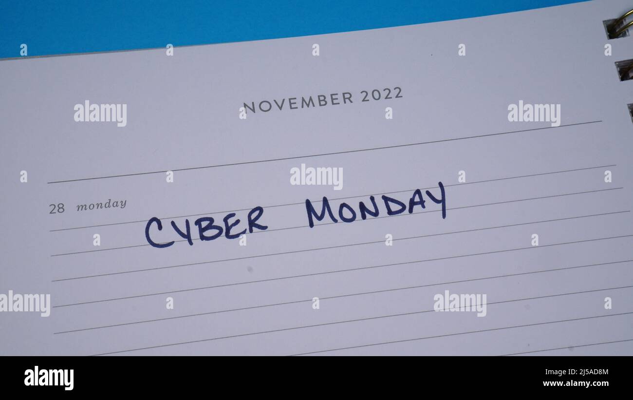 Cyber Monday marked on a calendar on November 28, 2022 Stock Photo - Alamy