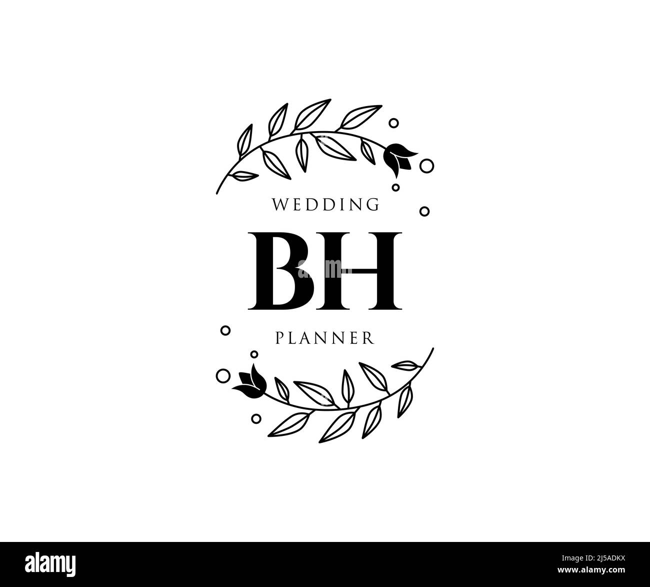 BH Initials letter Wedding monogram logos collection, hand drawn modern ...