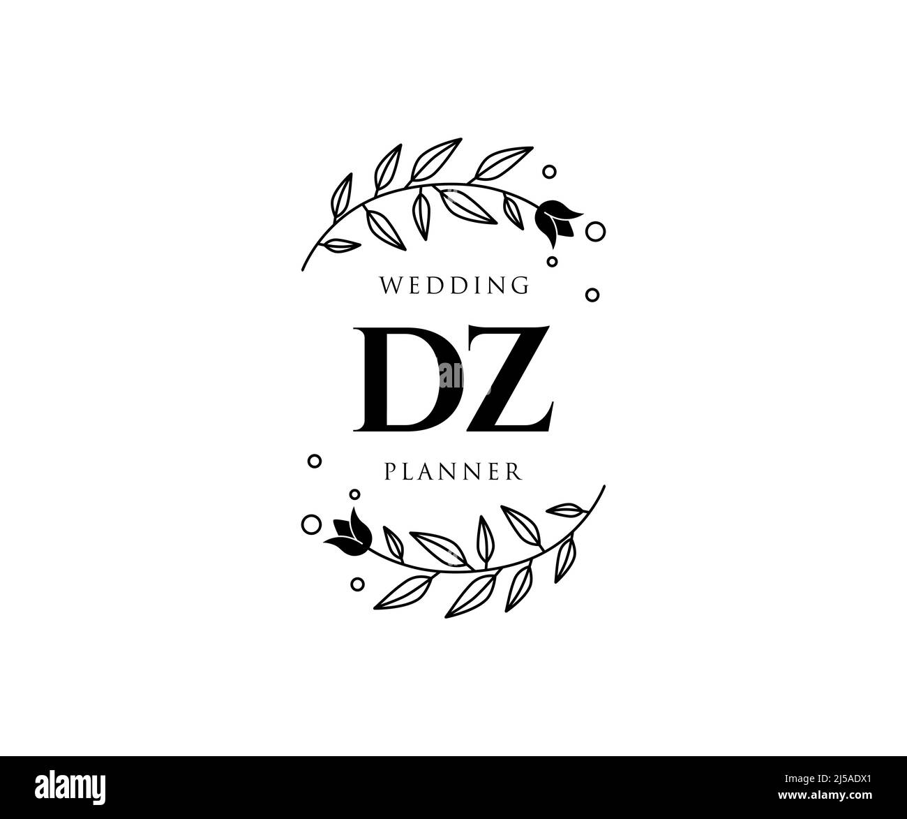 DZ Initials letter Wedding monogram logos collection, hand drawn modern ...