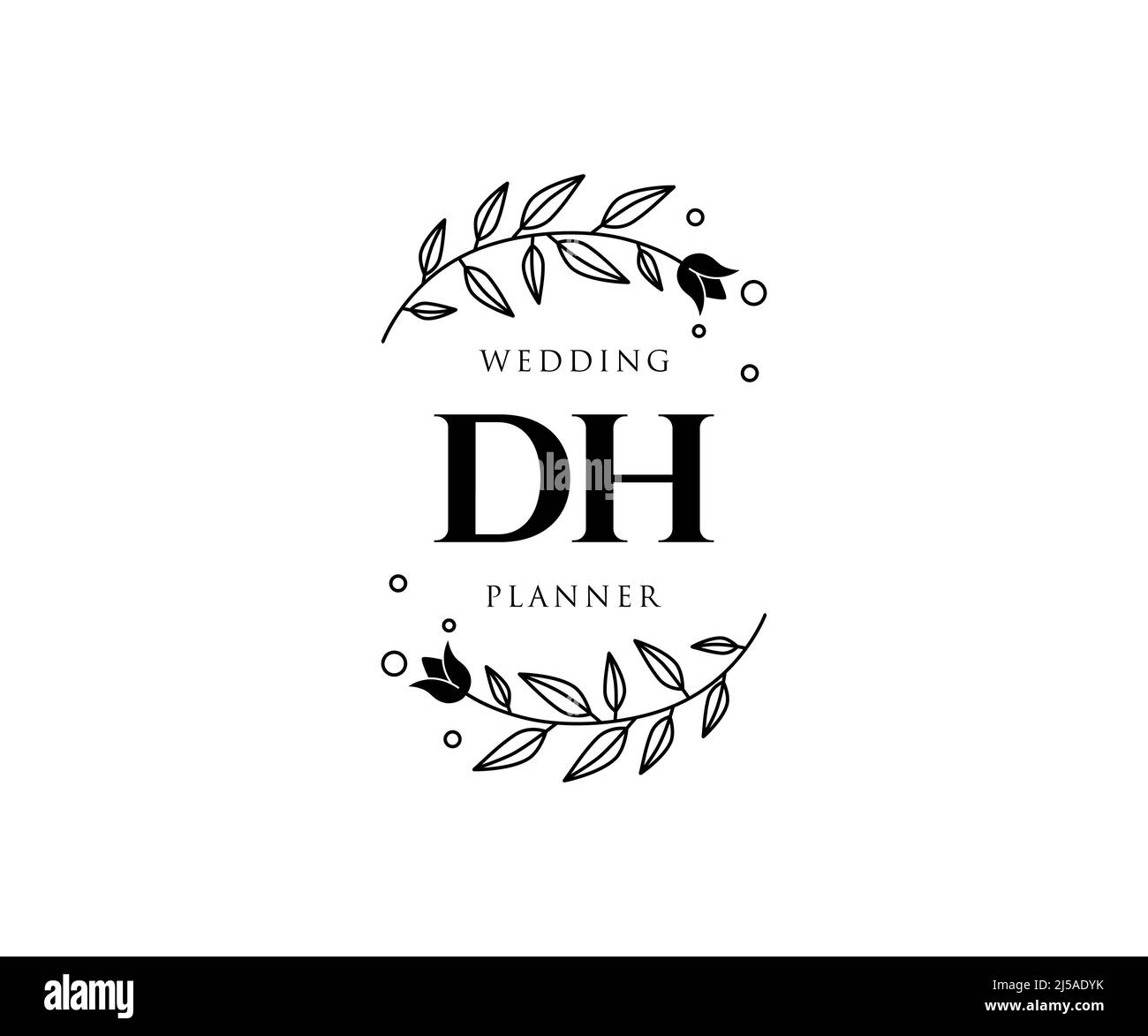 DH Initials letter Wedding monogram logos collection, hand drawn modern ...