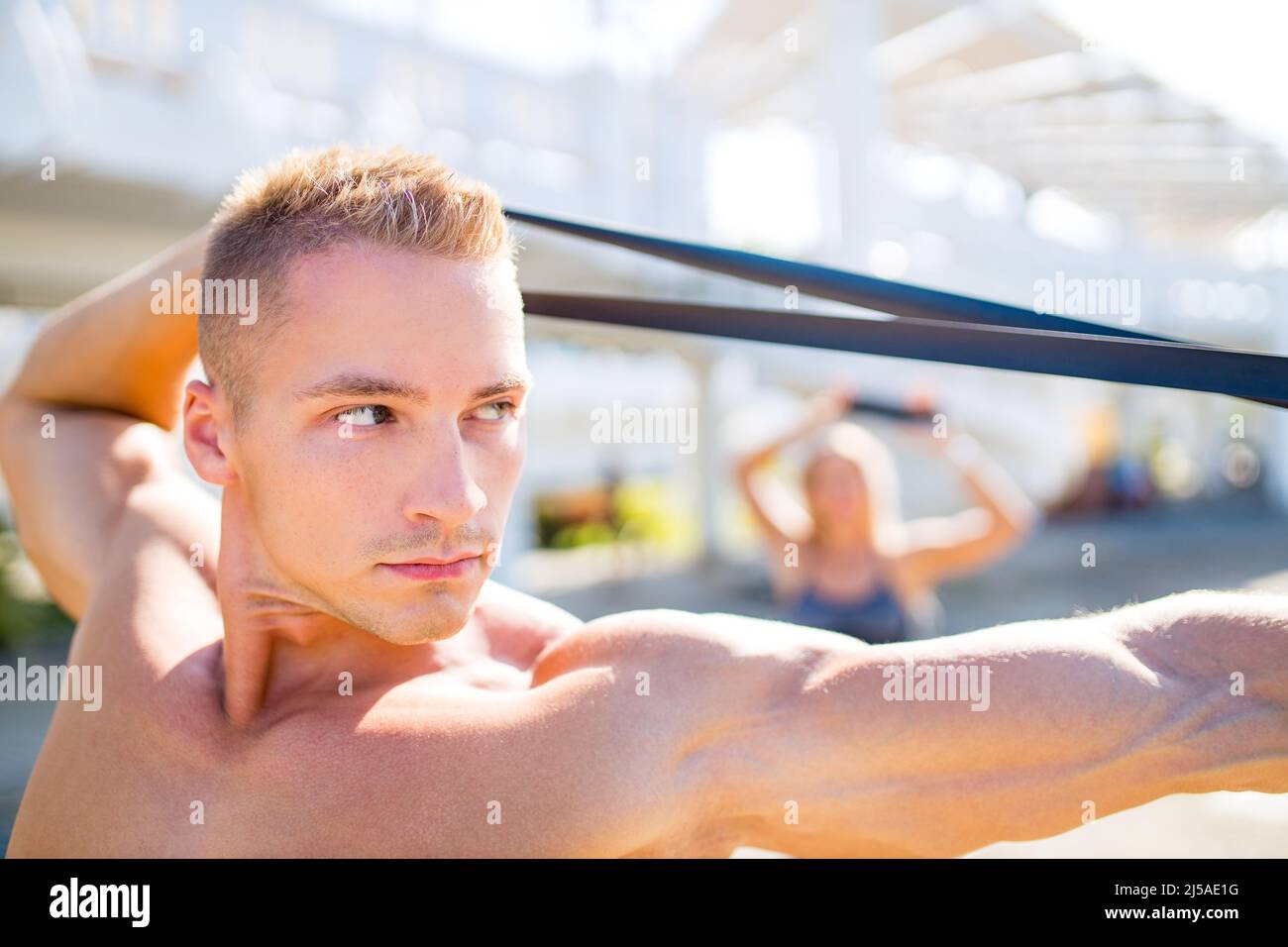 Couple exercises hi-res stock photography and images - Alamy