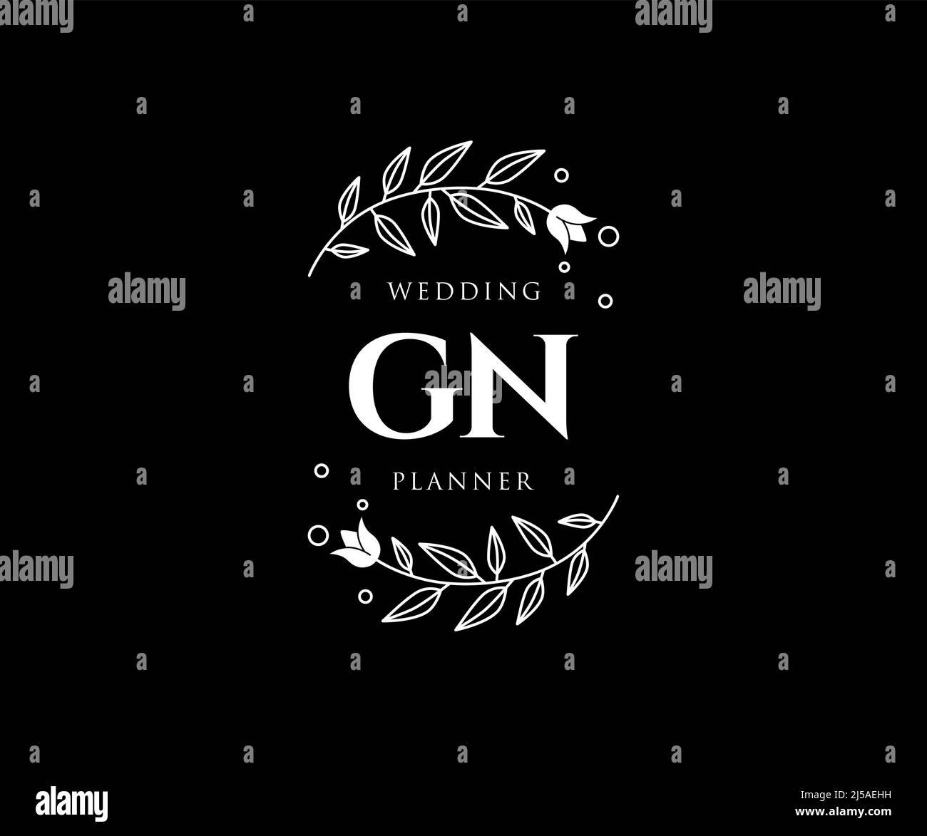 GN Initials letter Wedding monogram logos collection, hand drawn modern minimalistic and floral ...
