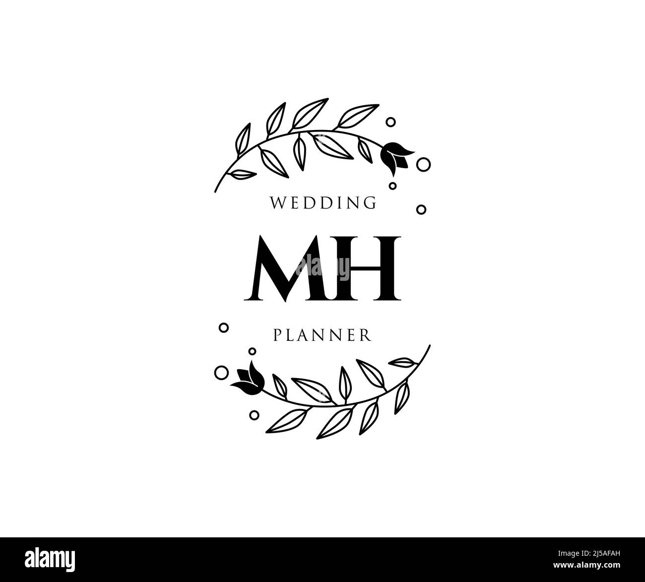 MH Initials letter Wedding monogram logos collection, hand drawn modern ...
