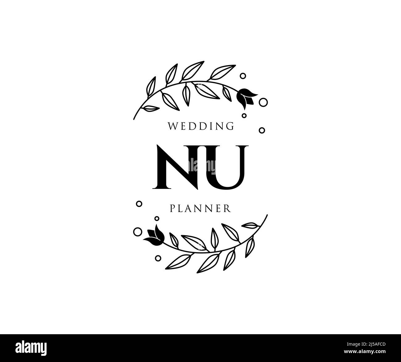 NU Initials letter Wedding monogram logos collection, hand drawn modern ...