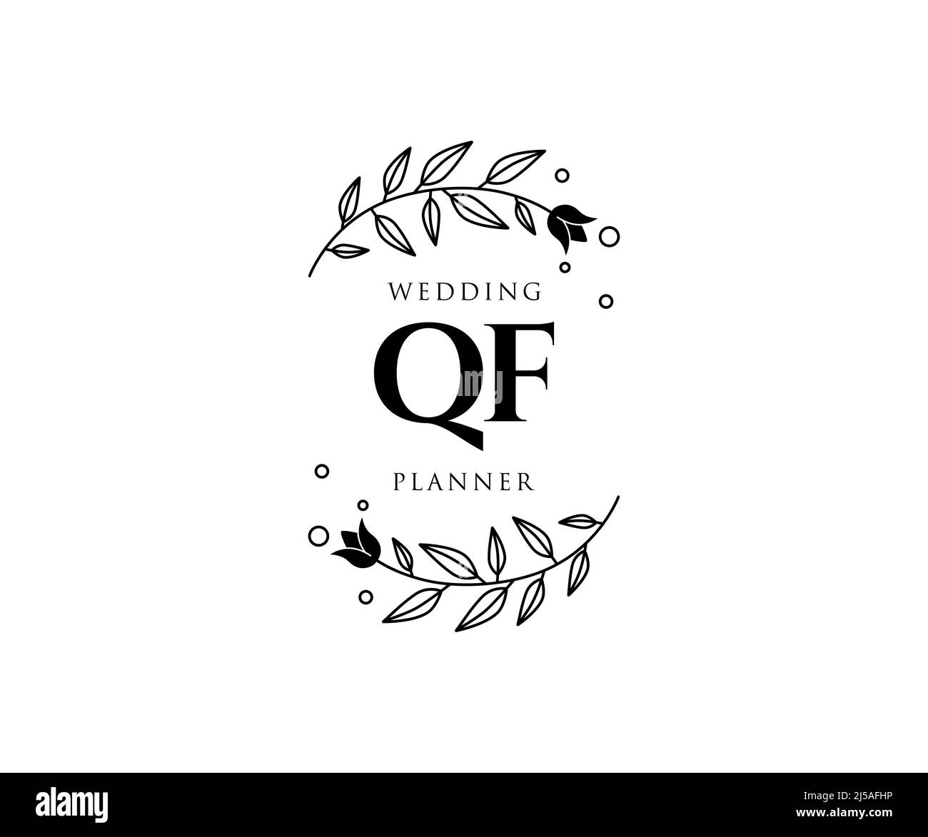 QF Initials letter Wedding monogram logos collection, hand drawn modern ...