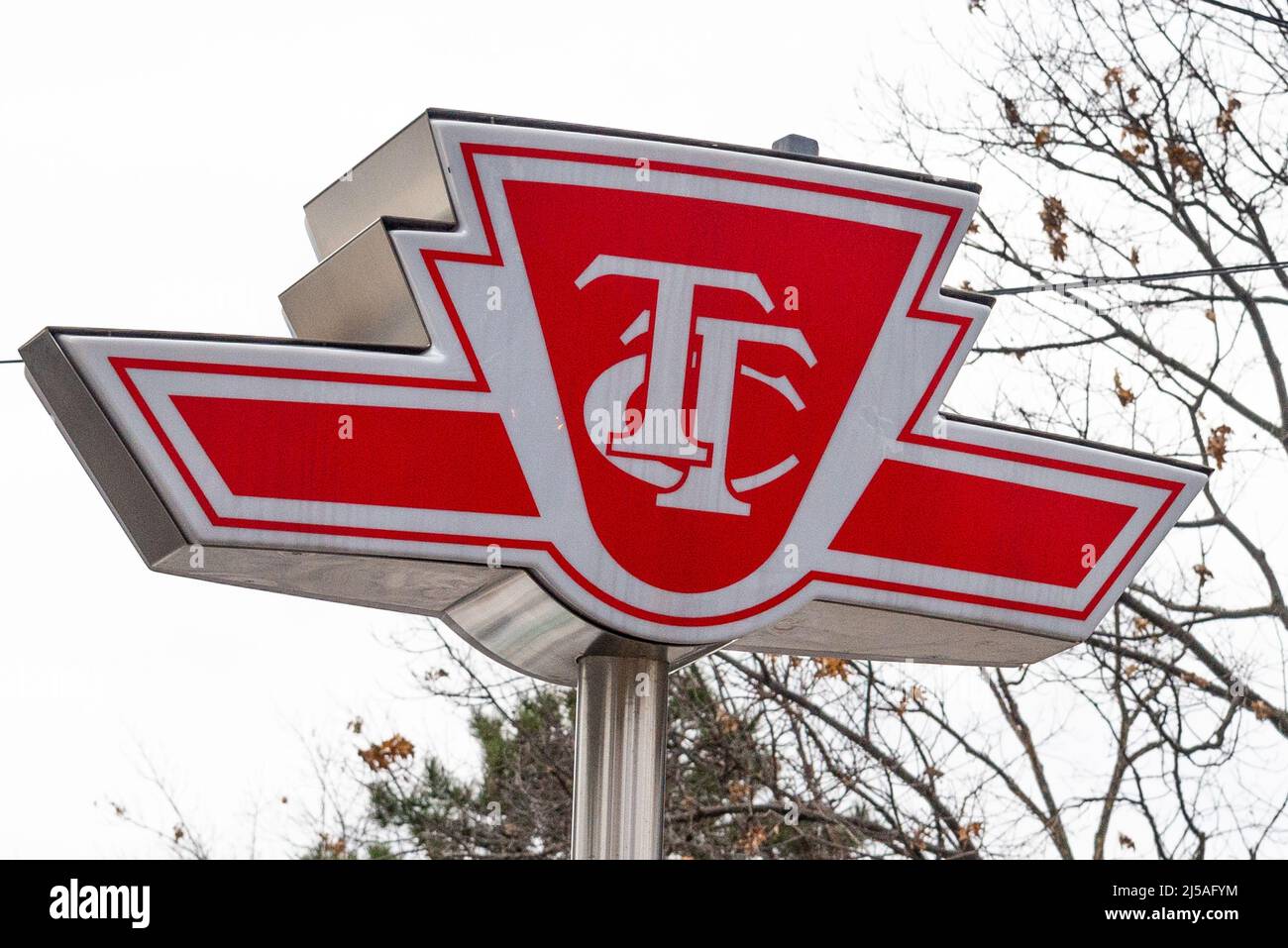Toronto, ON, Canada – December 08, 2021: The sign of Toronto Transit ...