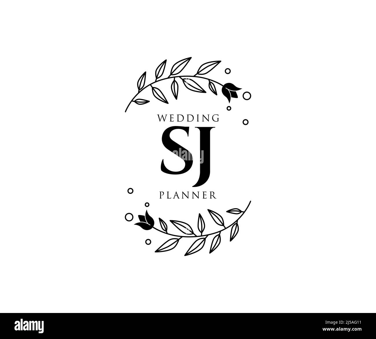 SJ Initials letter Wedding monogram logos collection, hand drawn modern ...
