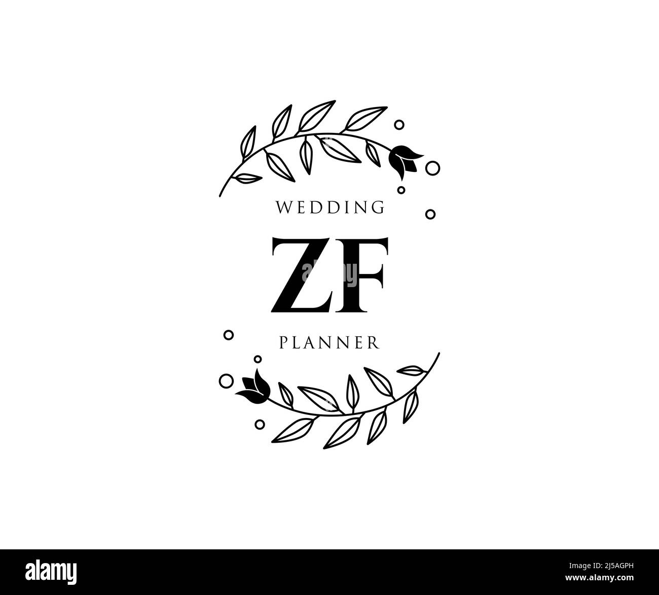 ZF Initials letter Wedding monogram logos collection, hand drawn modern ...