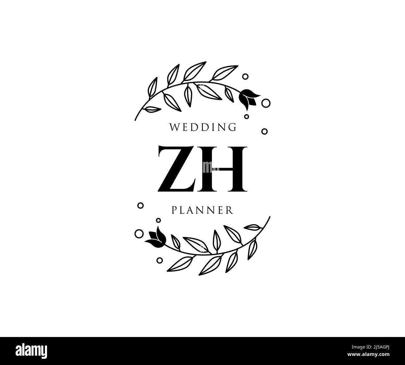 ZH Initials letter Wedding monogram logos collection, hand drawn modern ...