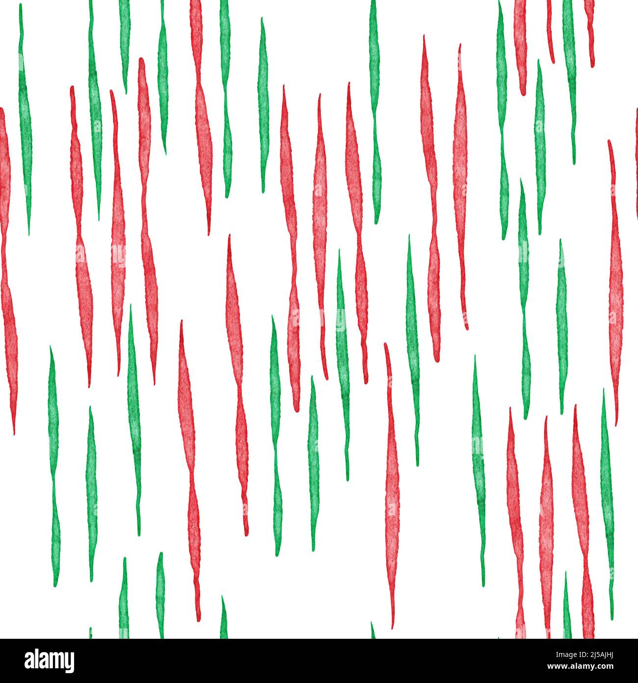 Watercolor seamless hand drawn pattern with red green abstract shapes ...