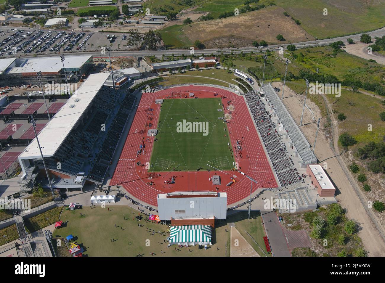 Walnut, United States. 15th Apr, 2022. An aerial view of Hilmer Lodge ...