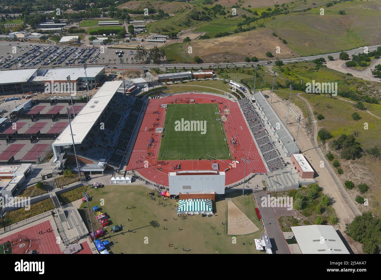 An aerial view of Hilmer Lodge Stadium, the site of the 62nd. Mt. San ...