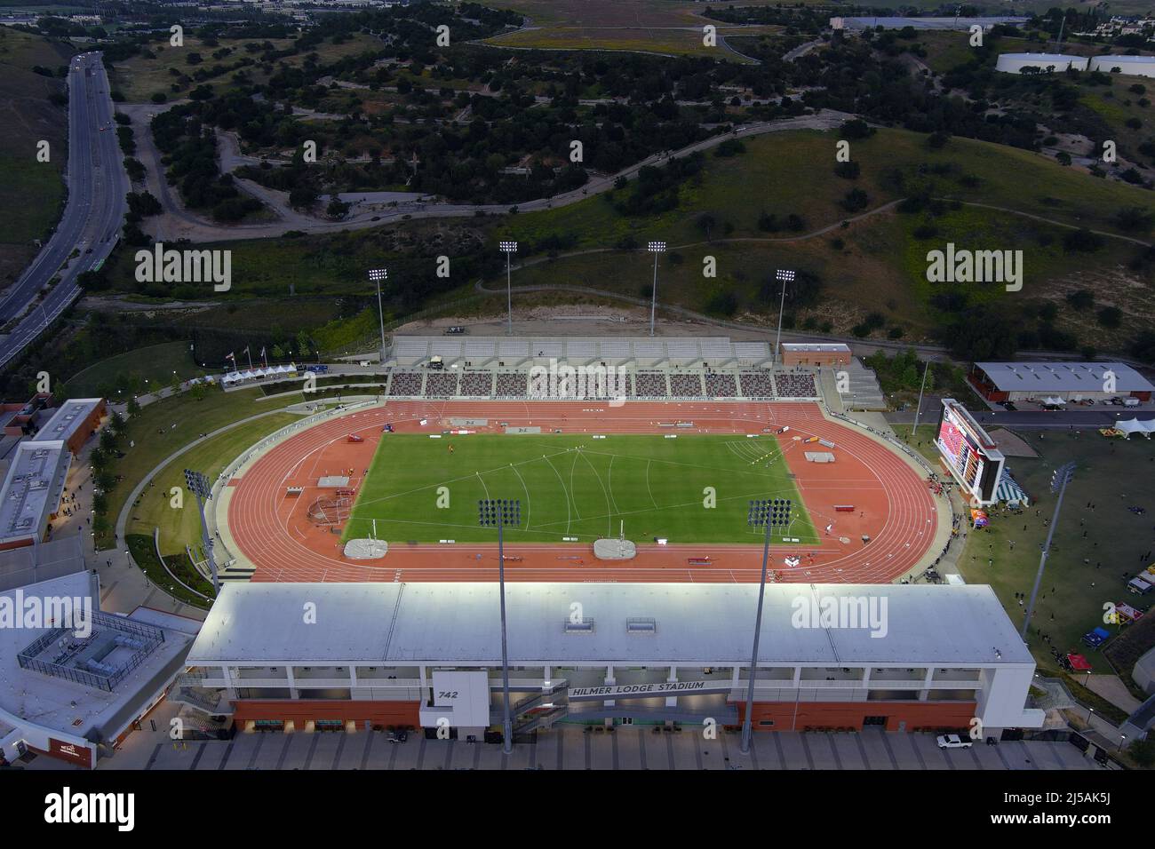 An aerial view of Hilmer Lodge Stadium, the site of the 62nd. Mt. San ...
