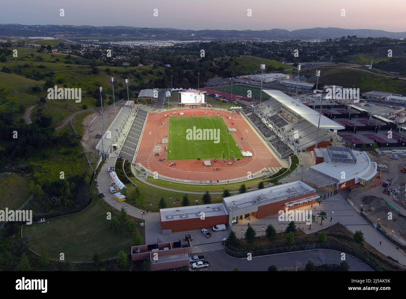 An aerial view of Hilmer Lodge Stadium, the site of the 62nd. Mt. San ...