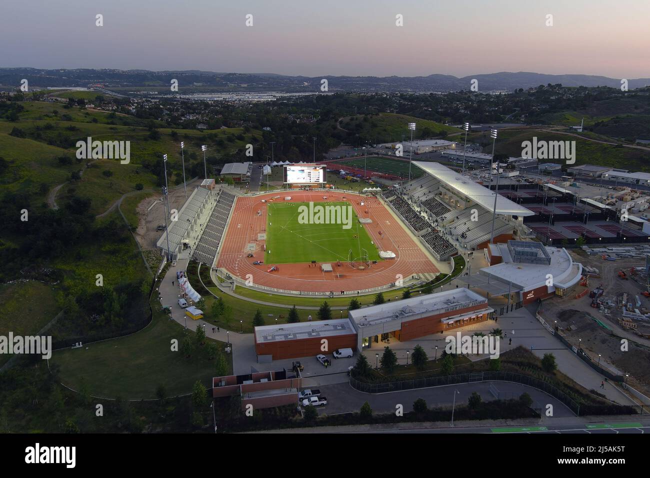An aerial view of Hilmer Lodge Stadium, the site of the 62nd. Mt. San ...