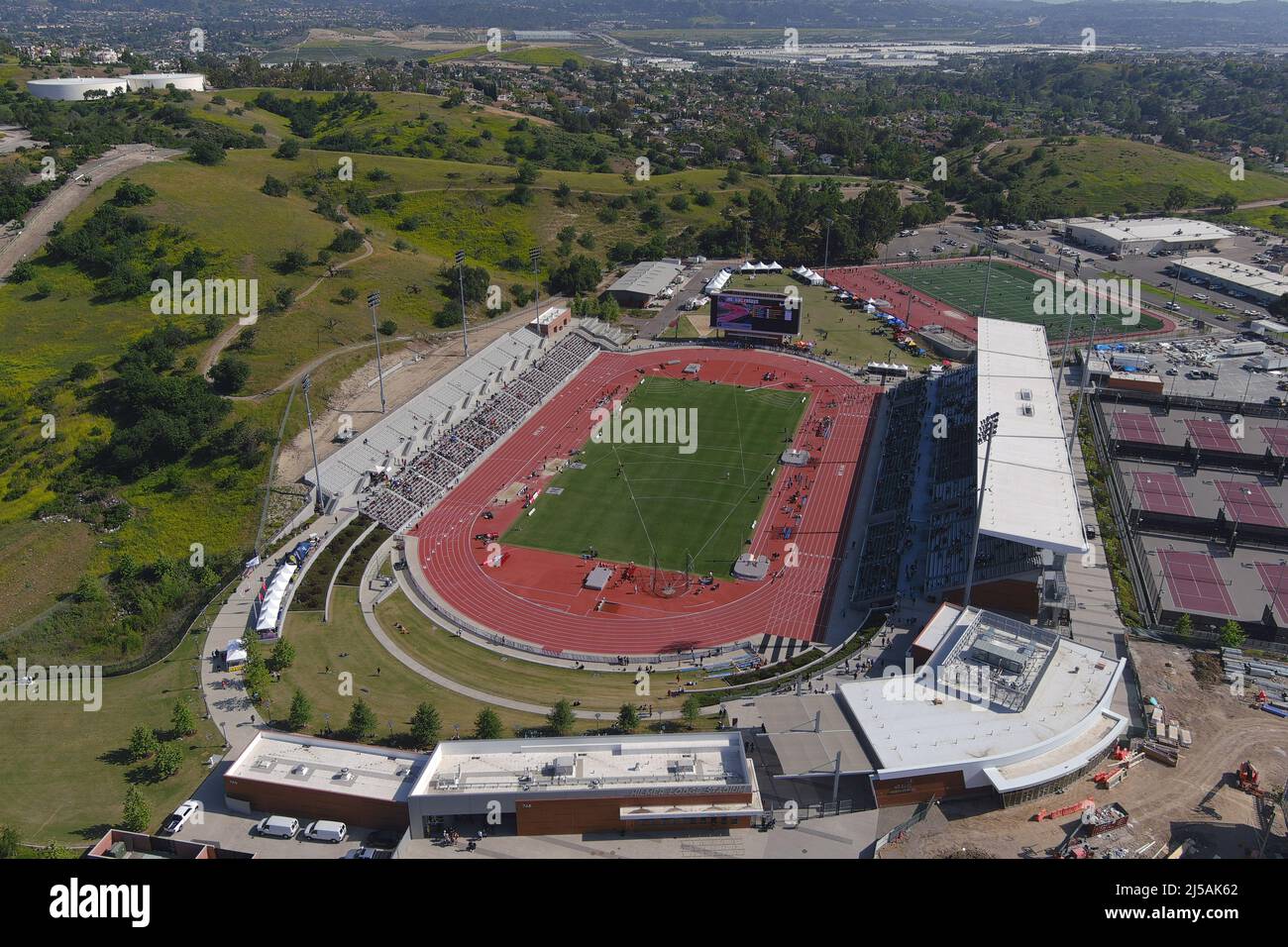 An aerial view of Hilmer Lodge Stadium, the site of the 62nd. Mt. San ...